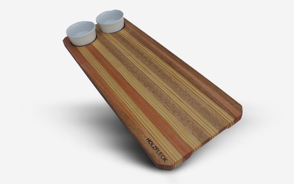 Rectangular Serving Board With 2 Bowls - Holzfleck Joinery