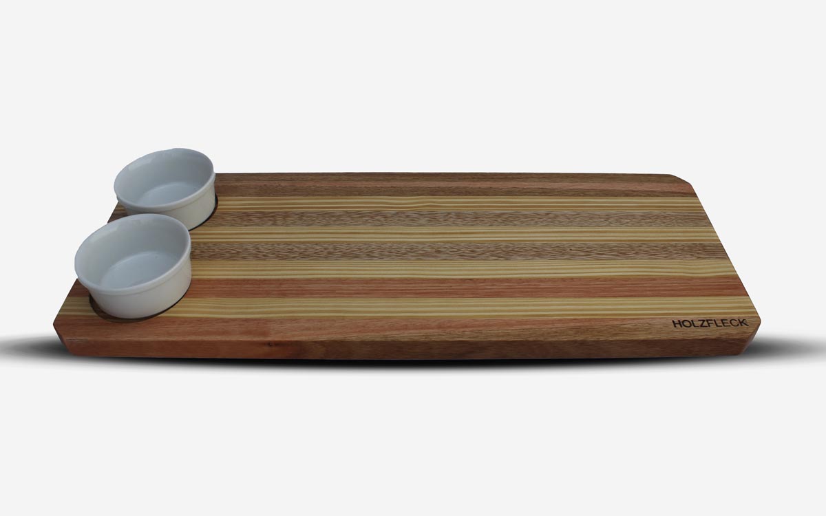 Rectangular Serving Board With 2 Bowls - Holzfleck Joinery
